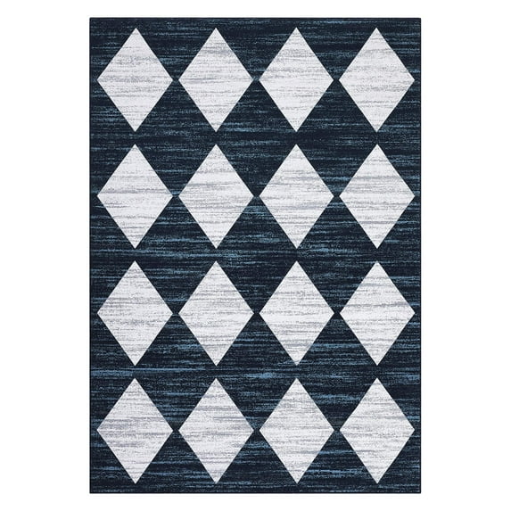 4 x 6 ft Polyester Dark Blue Rectangular Hallway Bathroom Entryway ...