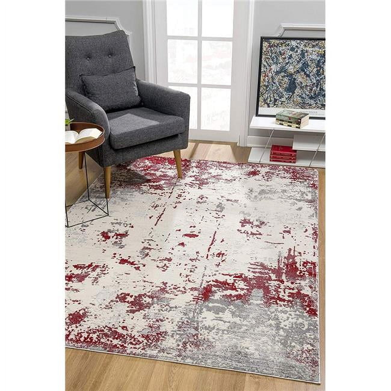 4 x 6 ft. Red & Gray Modern Abstract Area Rug - Walmart.com