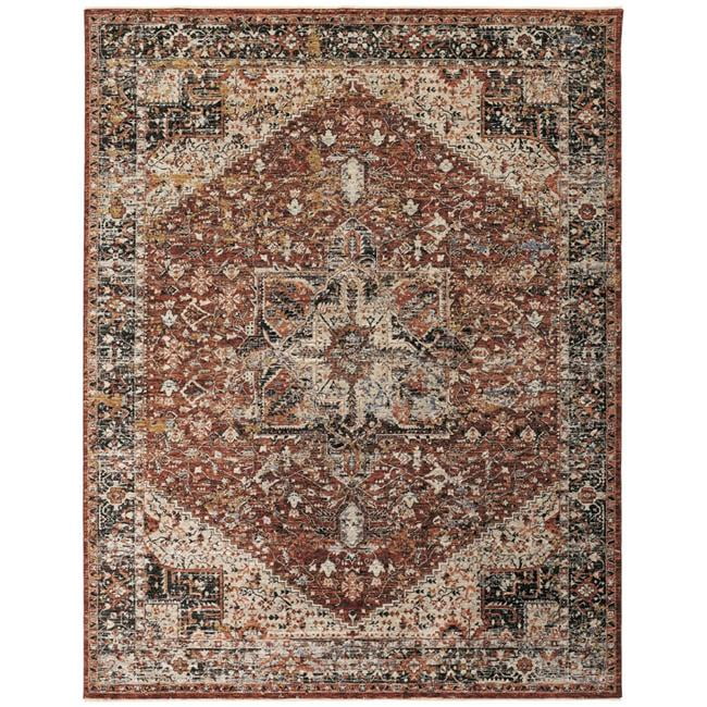 4 x 6 ft. Red Ivory & Black Abstract Distressed Rectangle Area Rug with ...