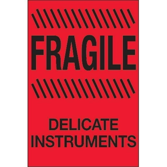 4 x 6 in. - Fragile - Delicate Instruments Fluorescent Red Labels ...
