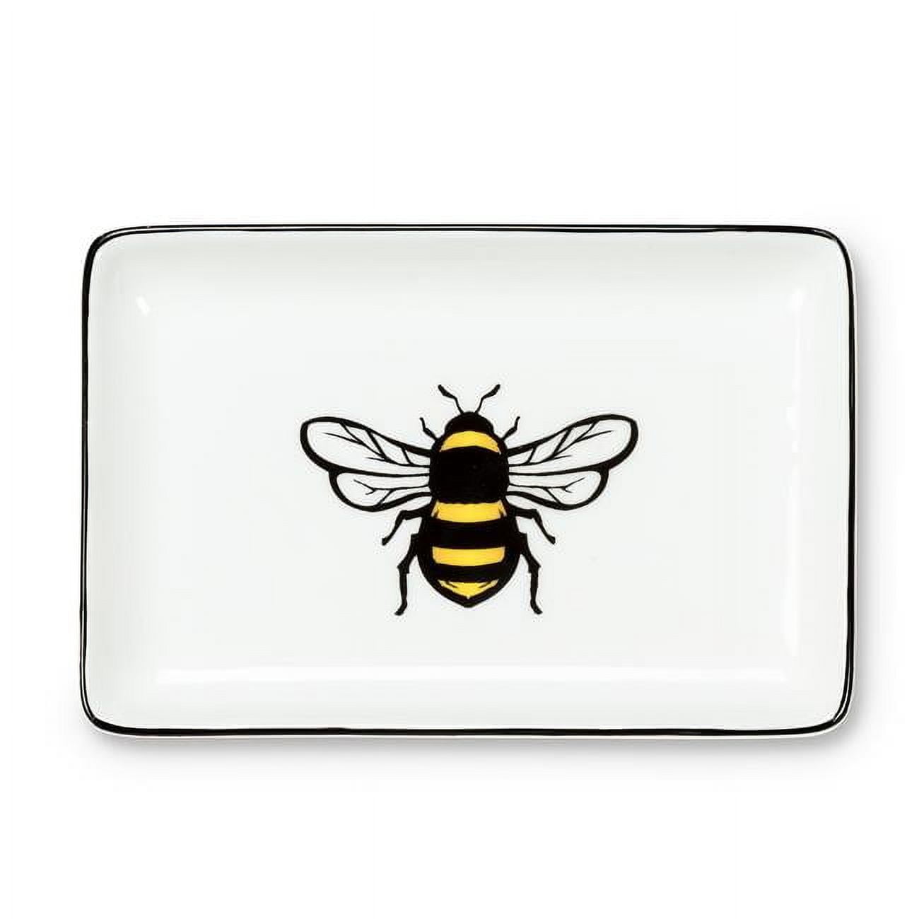 4 x 6 in. Stoneware Bee Tray, White & Black - Walmart.com