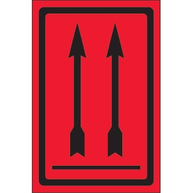 4 x 6 in. - Two Up Arrows Over Bar Fluorescent Red Labels - Roll of 500 ...