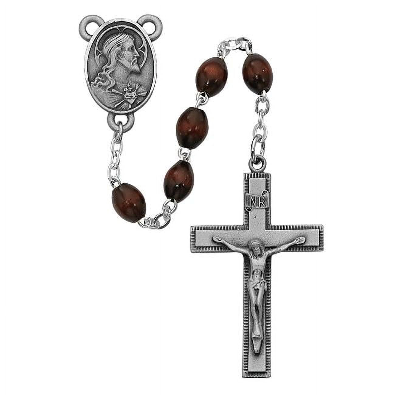 4 x 6 mm Wood Cross Rosary Set - Brown - Walmart.com