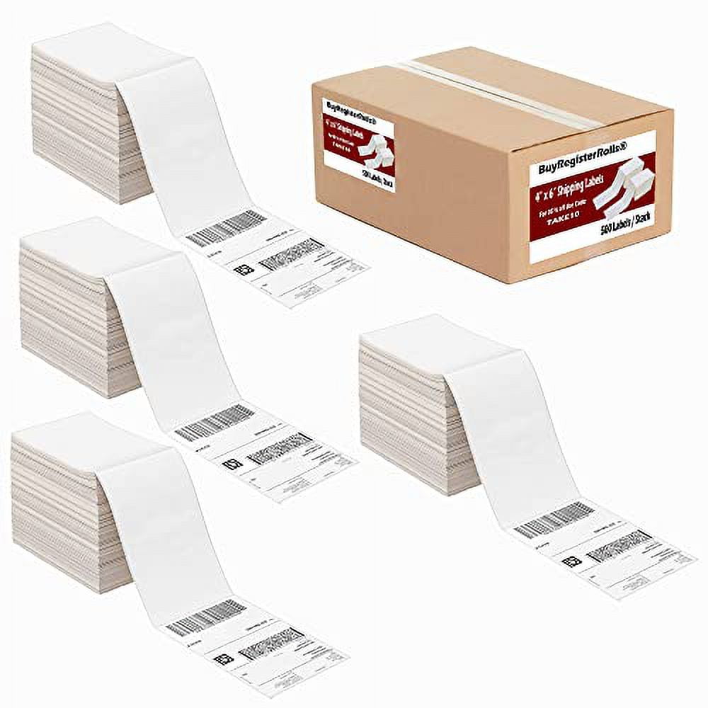 4 x 6 shipping labels (2000 Labels) Fanfold Thermal Labels 4 by 6 Width ...
