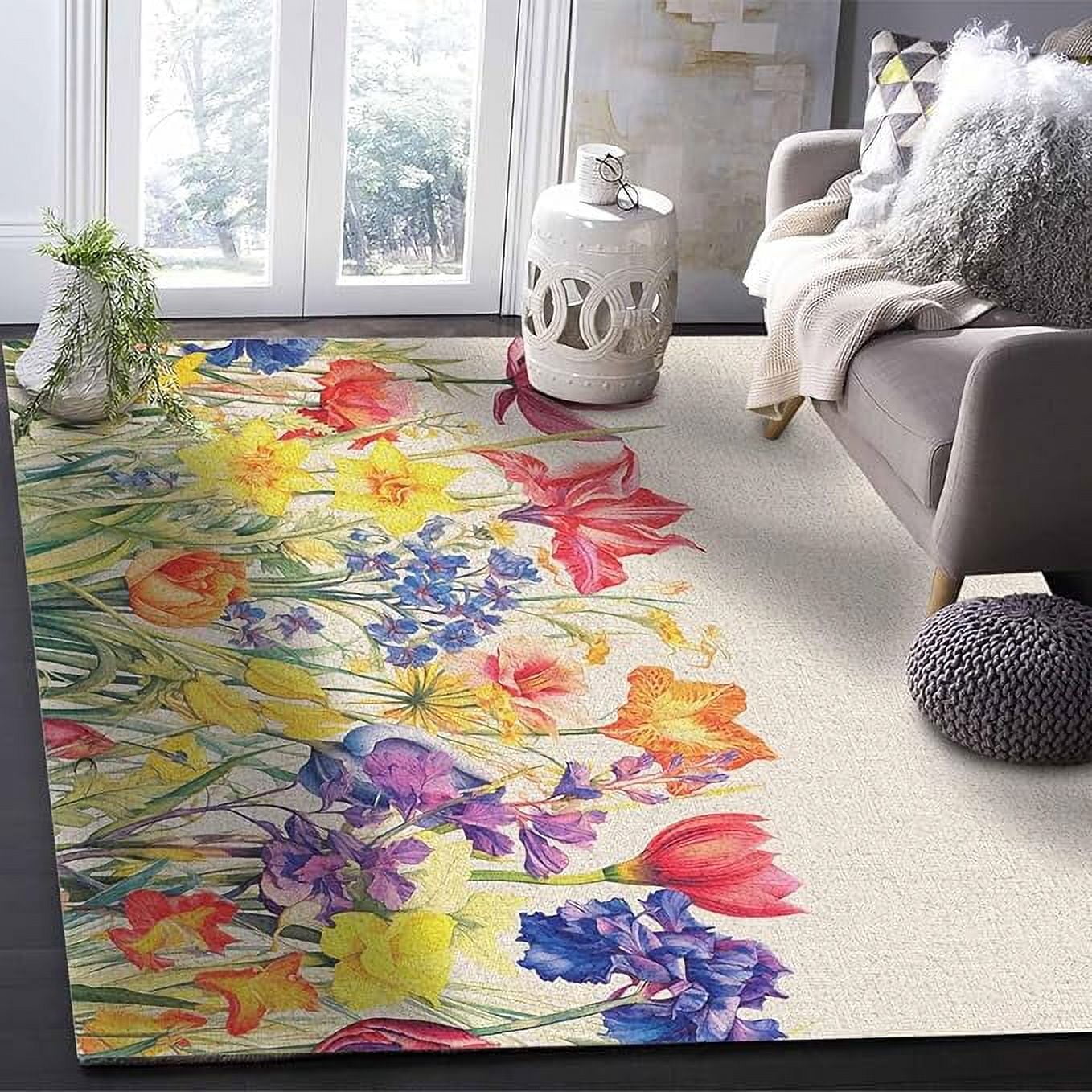 4 x 6ft Vintage Floral Area Rug For Living Room, Kids Teen Girls Boys ...
