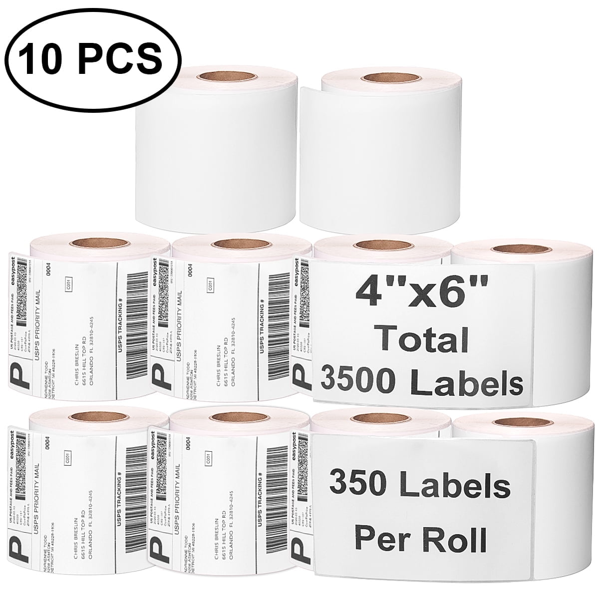 4 x 6inch Direct Thermal Labels, 3500 Labels/10 Rolls, Permanent ...