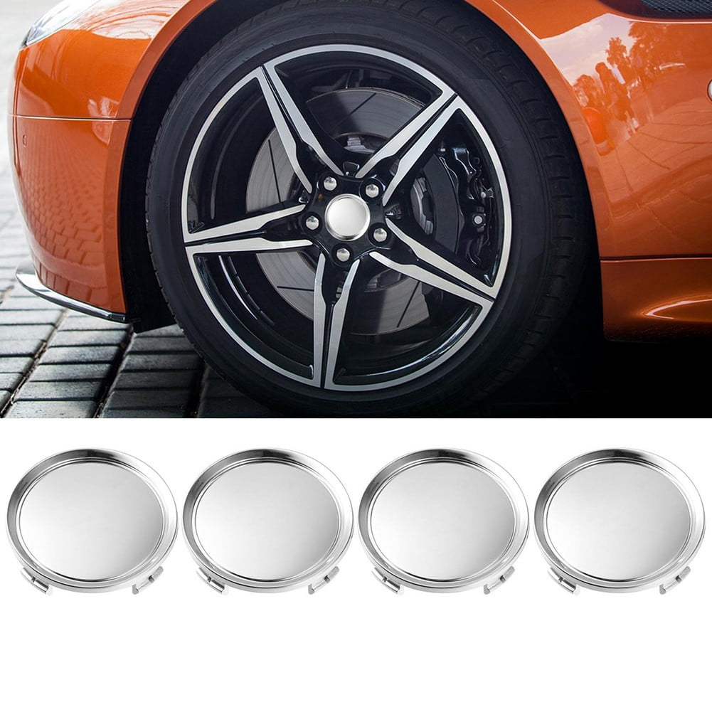 4 x 75mm (2.95 inch) Universal Wheels Center Cap Hubcap Chrome Silver ...