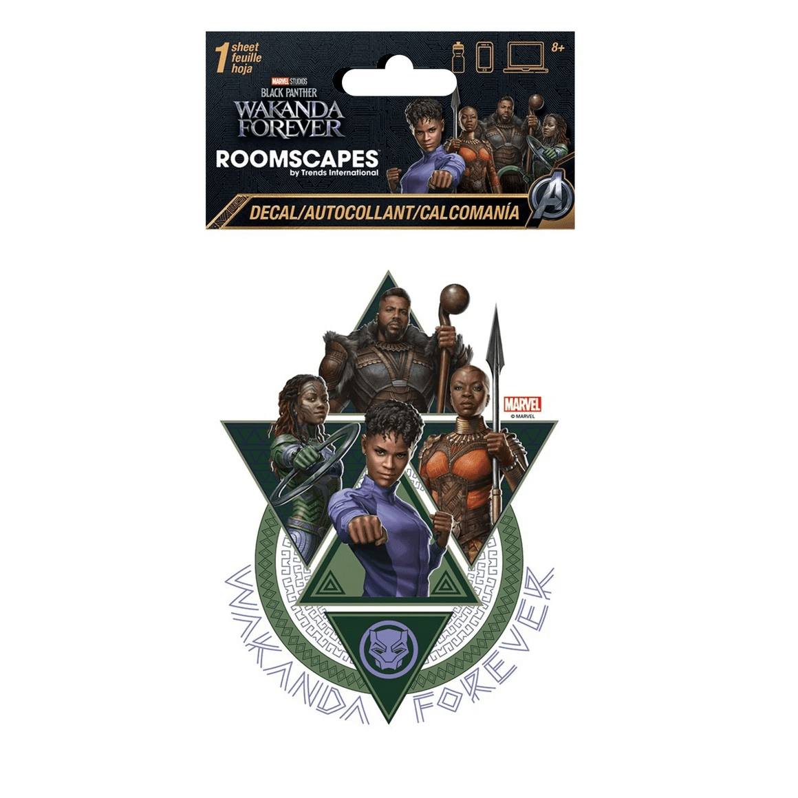 4 in x 8 in Black Panther Wakanda Forever Adhesive Decal Sticker ...