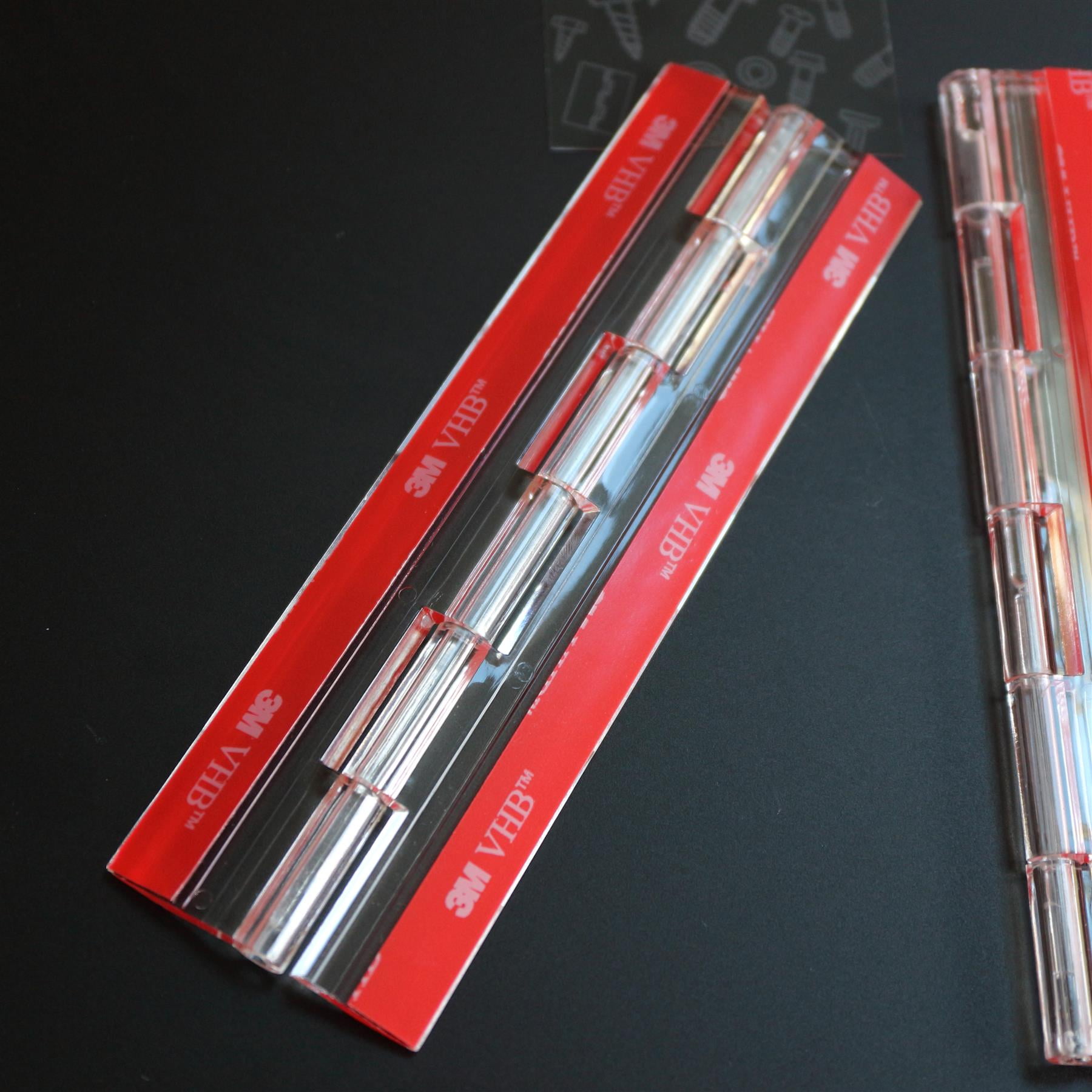 4 x Acrylic Hinges, No glue required, Self Adhesive, Transparent Clear ...