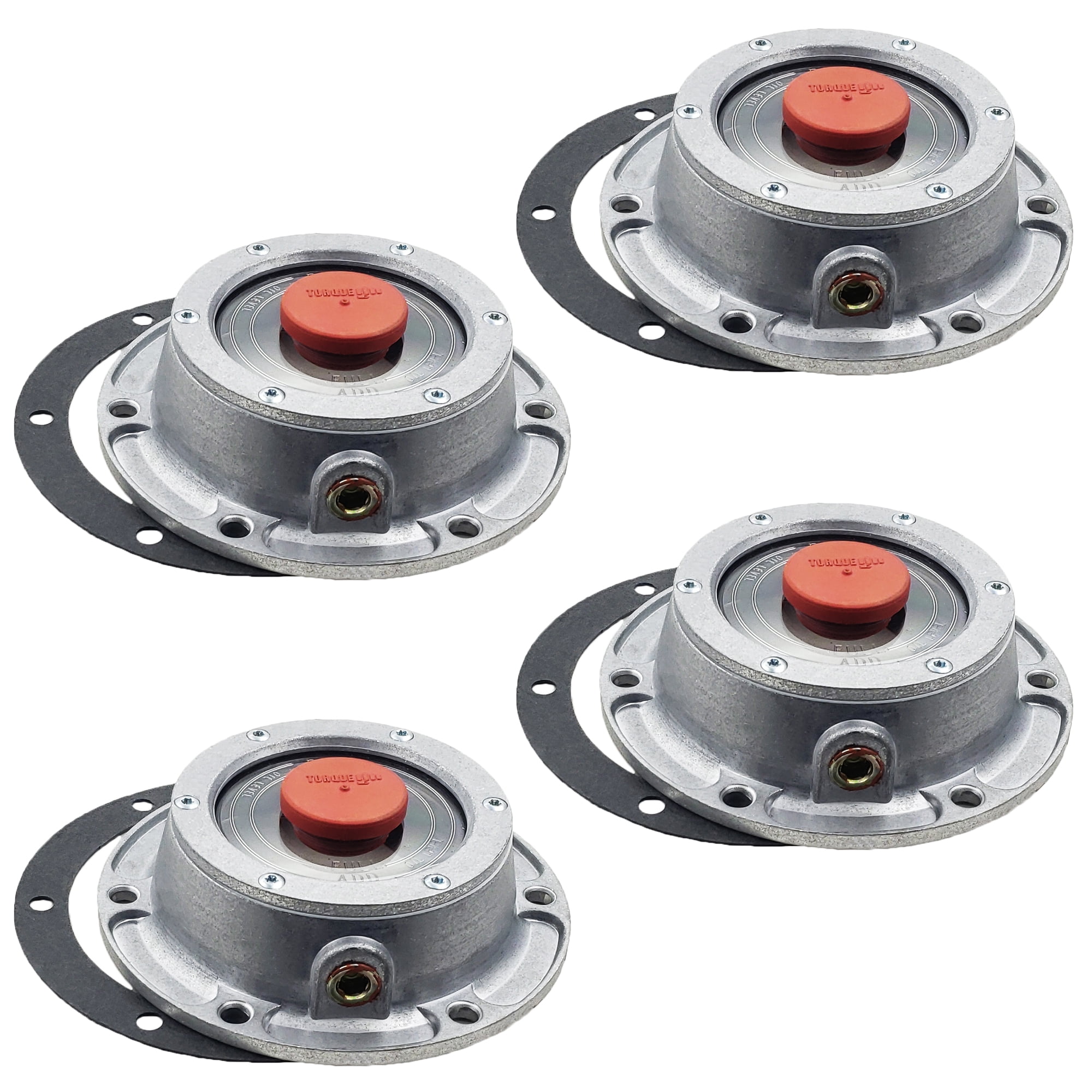 4 x Aluminum Hub Cap w/ Side Pipe Fill Plug and Gasket Replaces Stemco ...