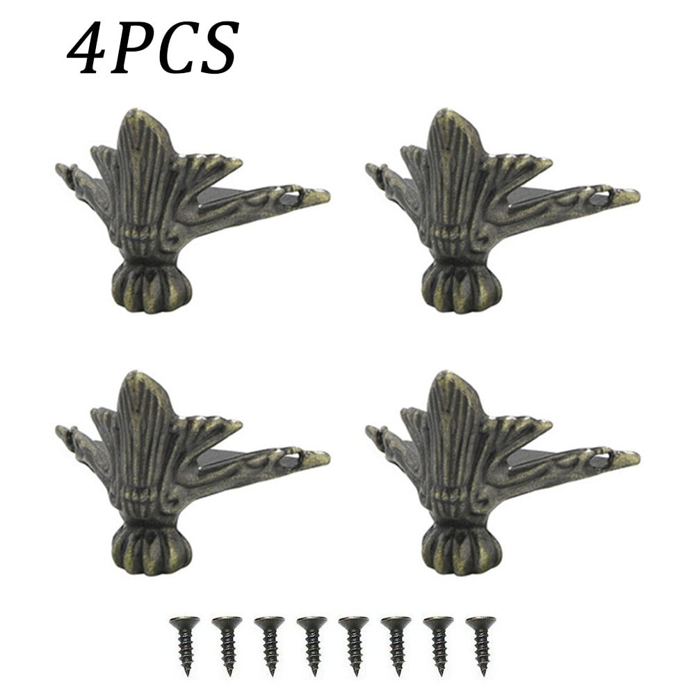 4 X Antique Brass Jewelry Chest Wood Case Box Decor Feet Leg Corner ...