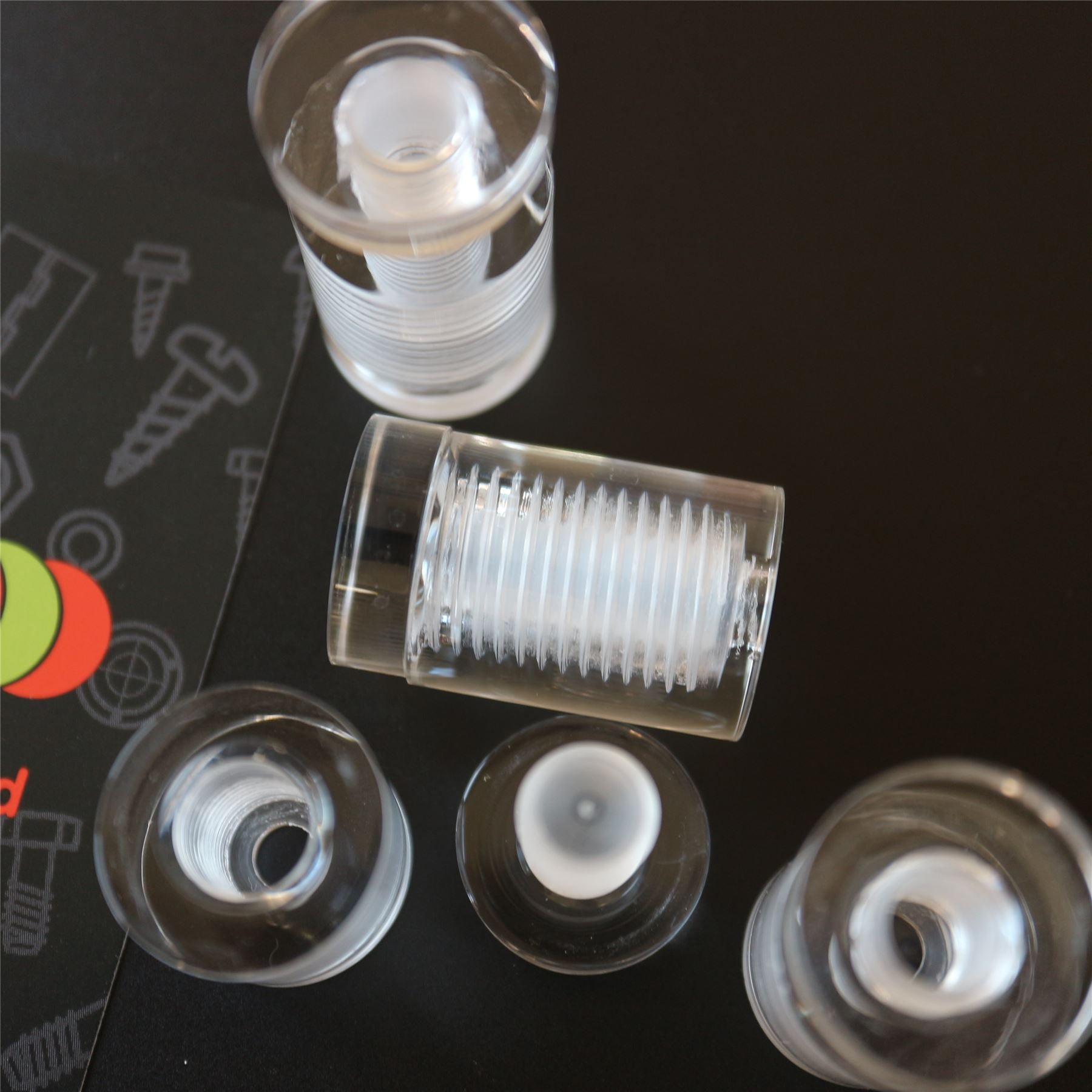 4 x Clear Standoffs, Glass Like, Acrylic, transparent spacers, plastic ...
