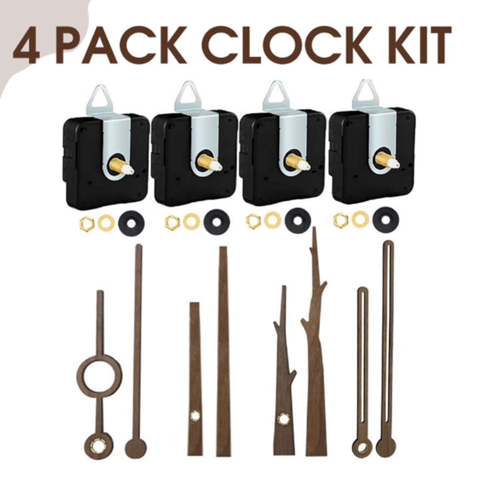 4 x Clock Movement 4 Sets x Screw Washers 4 species x Clock Hands-Black ...