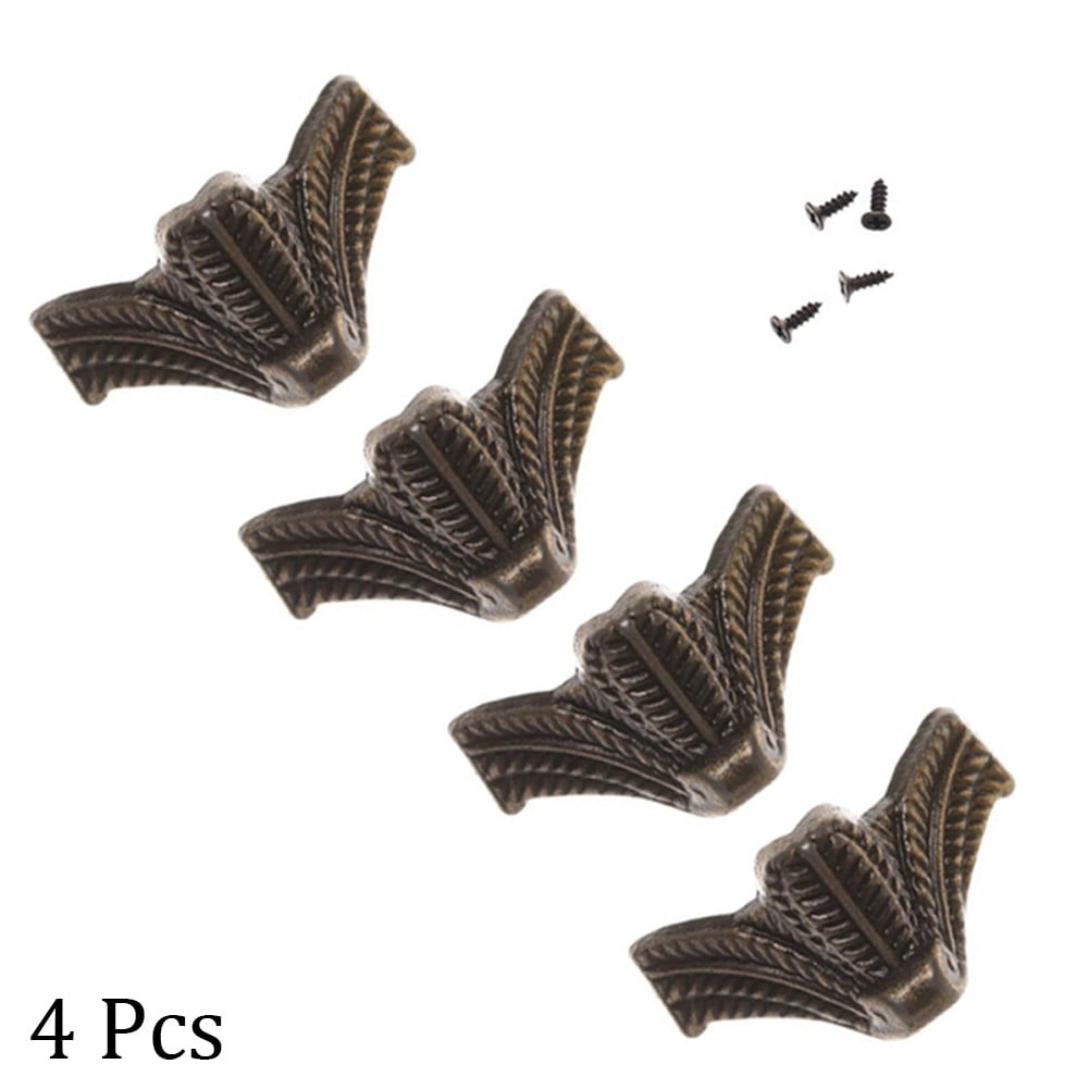 4 x Creative Antique Corner Protector Box Wood Case Decorative Feet Leg ...