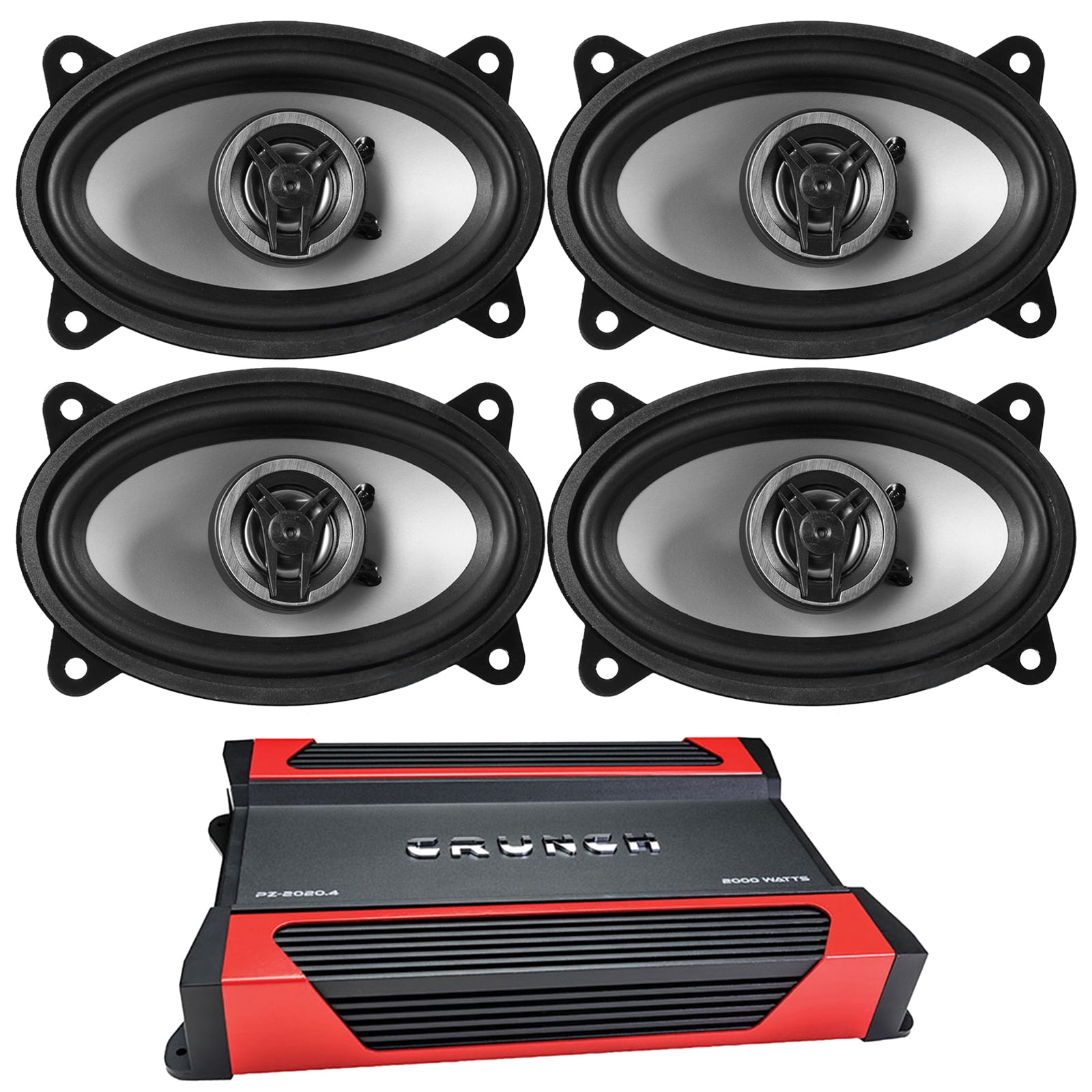 4 x Crunch 4x6" 250W Max Power Coaxial 2-Way Full-Range Automotive ...