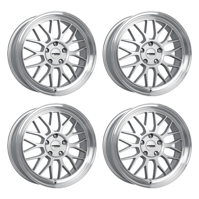 4 x Katana KR06 Glossy Sliver Wheels 5x100 18x8 +40et Racing ...