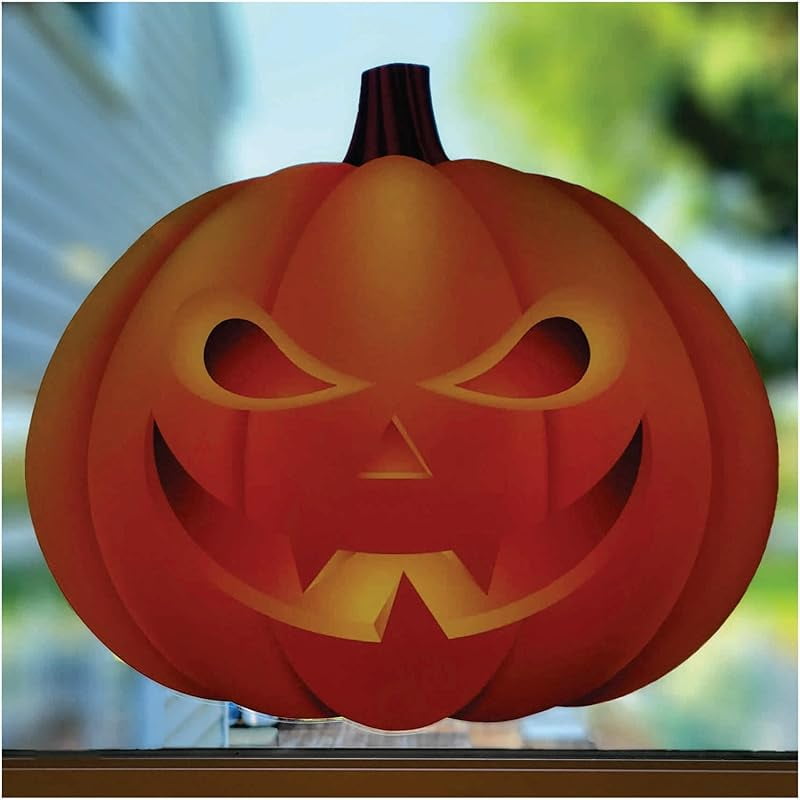 4 x Large (12") Pumpkin Window Clings. Halloween Window Clings ...