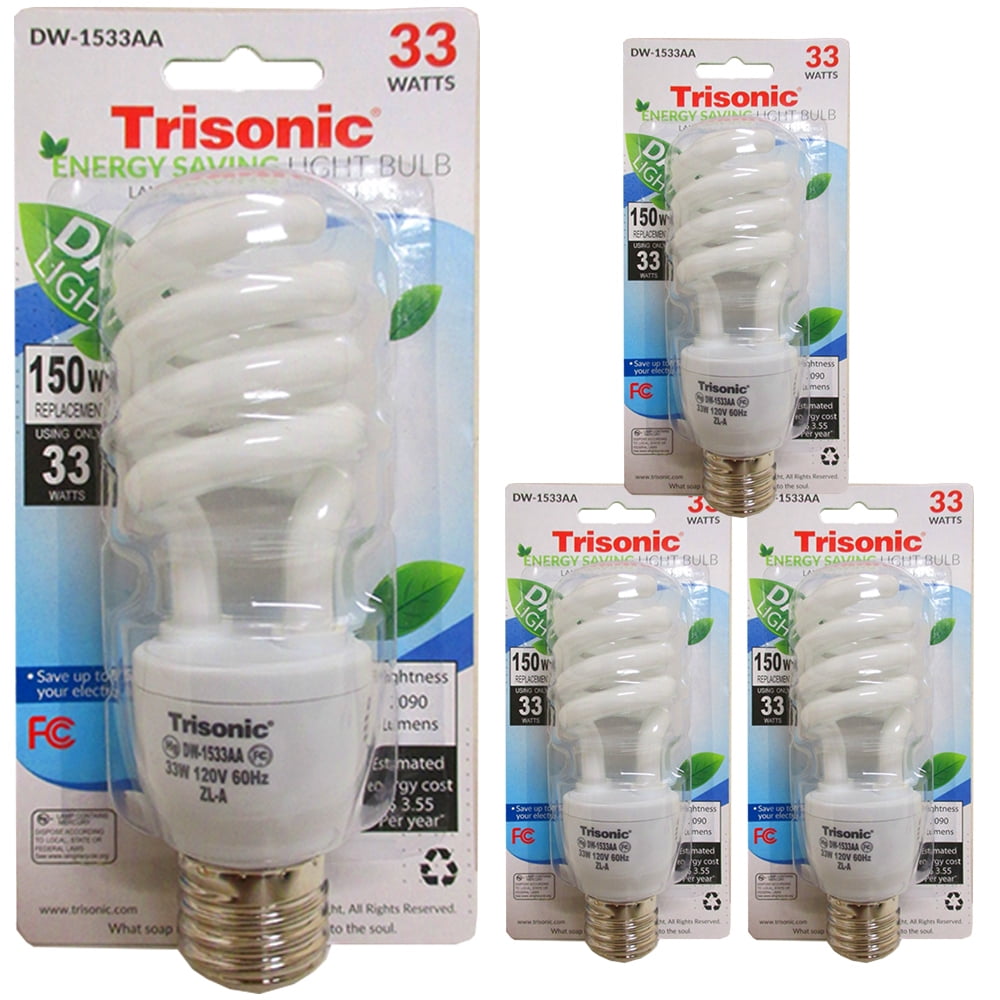 4 x Light Bulbs Daylight CFL Fluorescent Compact 33 Watts 150W Repl ...
