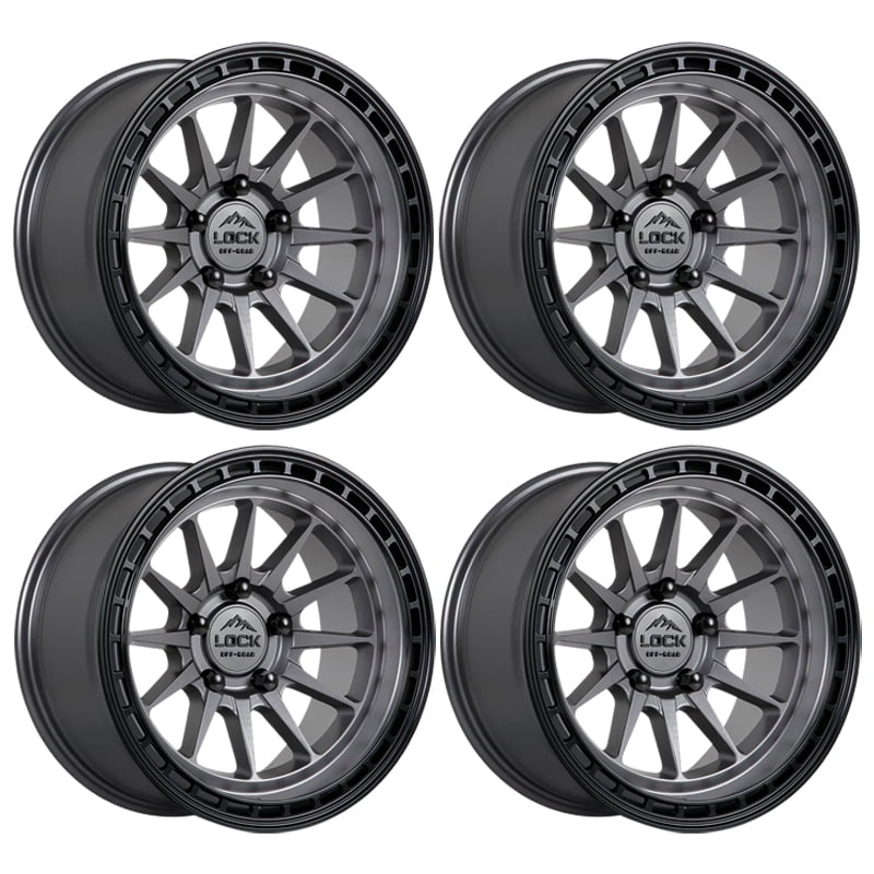 4 x Lock Offroad Baja Matte Gray Wheels 6x139.7 17x9 -12et Truck Suv ...