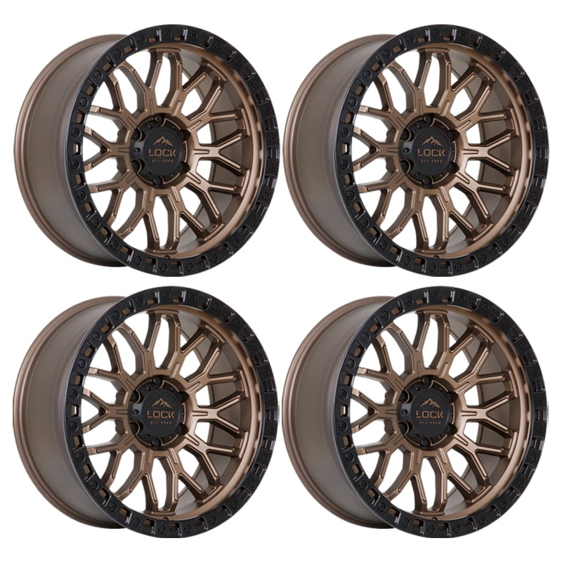 4 x Lock Offroad Combat Matte Bronze Wheels 6x139.7 17x9 +1et Truck Suv ...