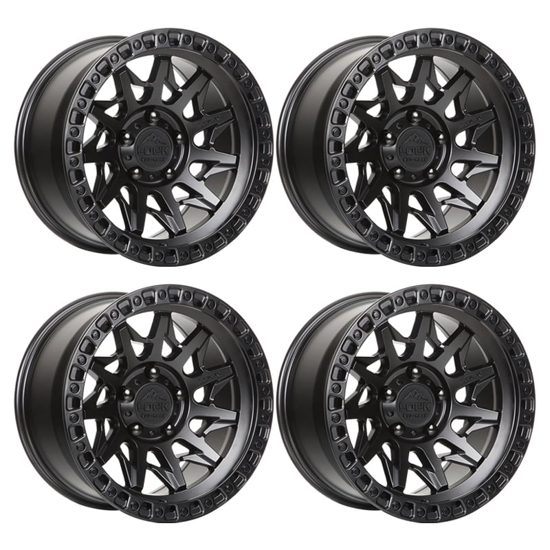 4 x Lock Offroad Lunatic Matte Black Wheels 6x139.7 18x9 +1et Truck Suv ...