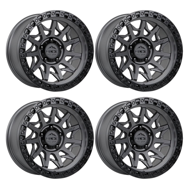 4 x Lock Offroad Lunatic Matte Gray Wheels 6x139.7 20x9 0et Truck Suv ...
