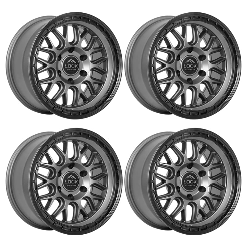 4 x Lock Offroad Onyx Matte Gray Wheels 6x139.7 17x9 +1et Truck Suv ...