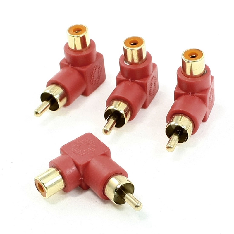 4 x Male-Female Right Angle Audio Video Adapter Red - Walmart.com