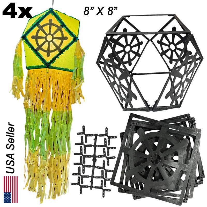 4 x Plastic Vesak / Wesak Lantern - Atapattam Kudu - 8"X8" Dharma ...