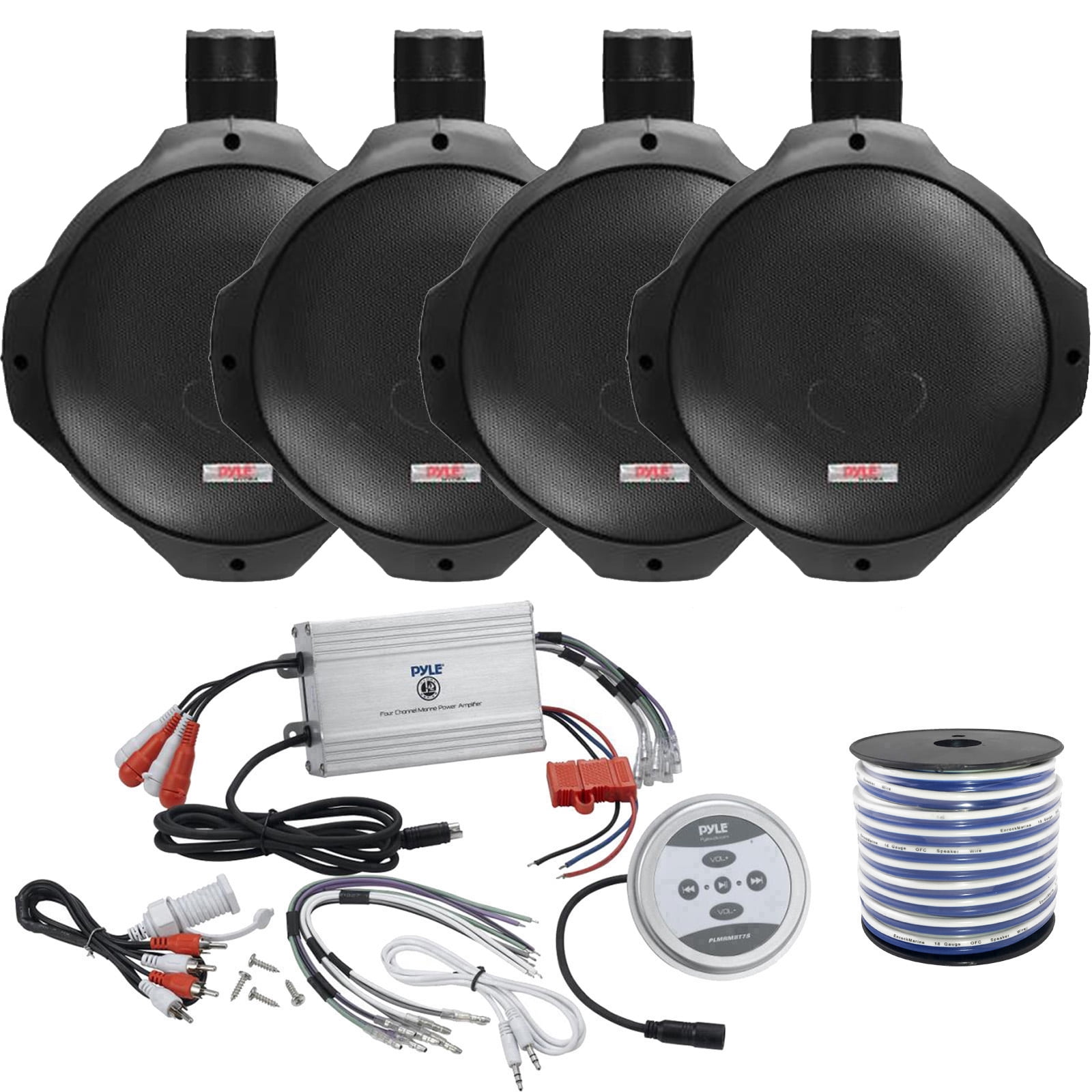 4 x Pyle 8" Black Marine 300 Watt Wakeboard Tower Speakers, Pyle ...