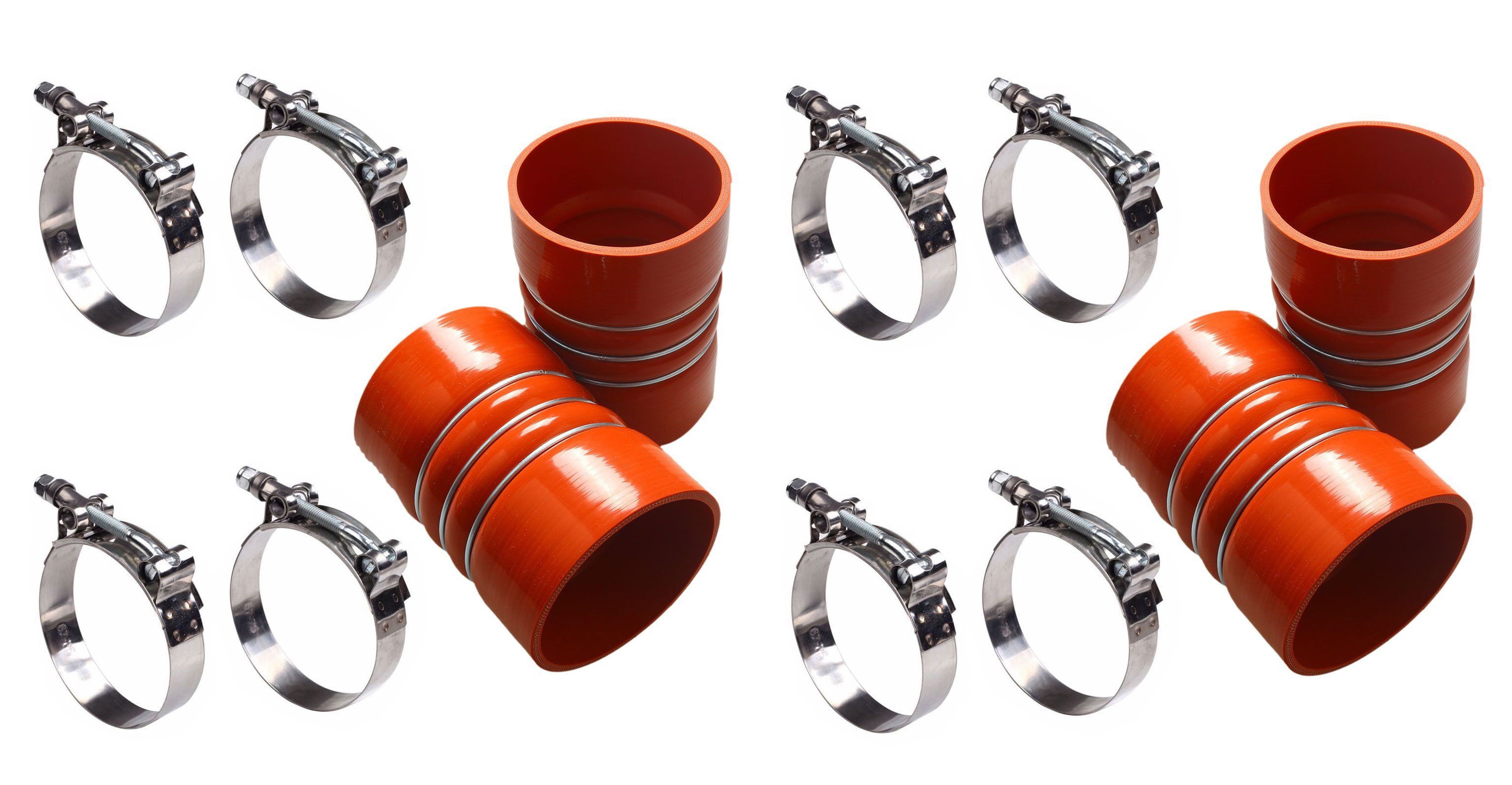 4 x Silicone Red Turbo Hump Hose Pair Charge Air Cooler with Clamps 3 ...