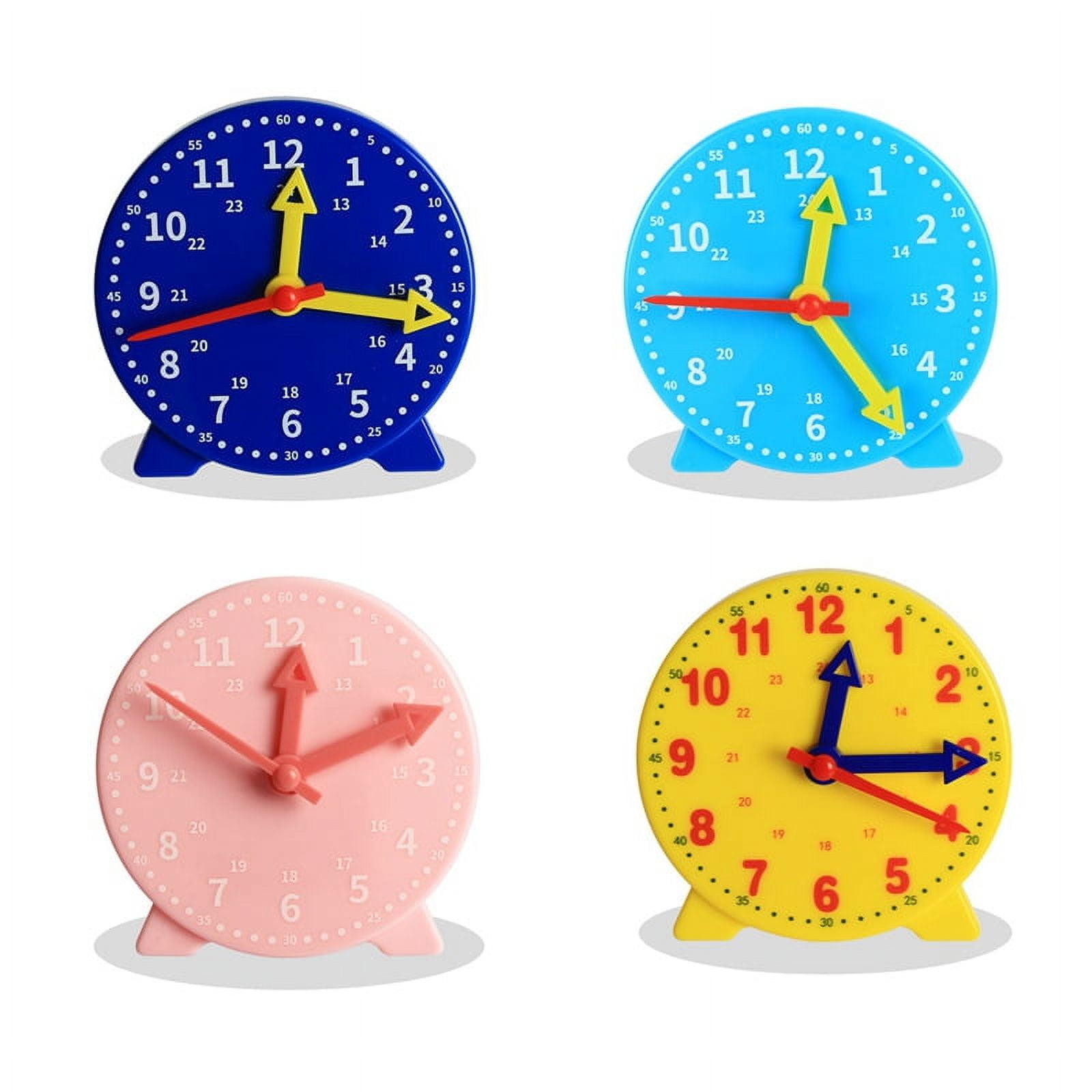 4 x Student Learning Clock Model(Yellow, dark blue, light blue, pink ...
