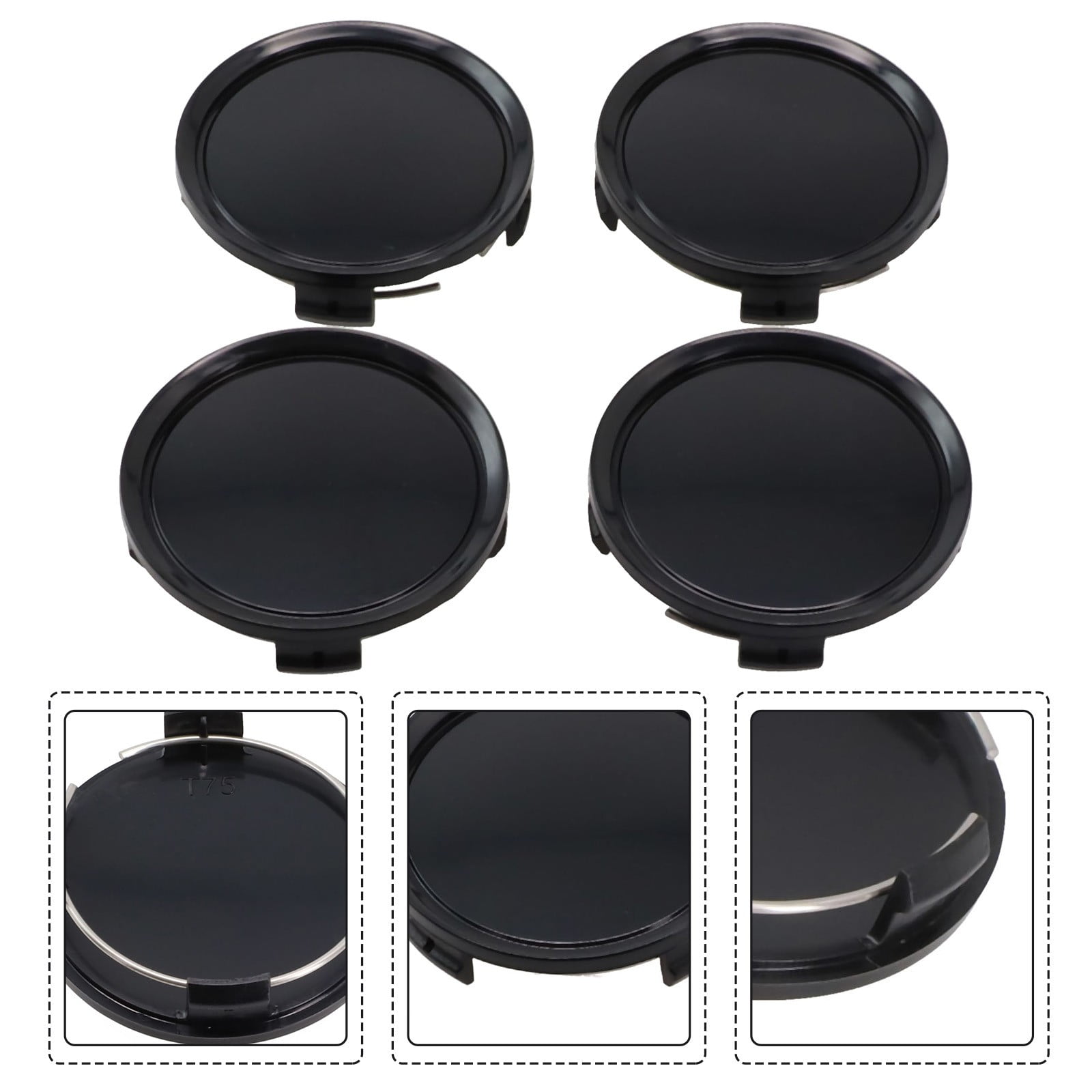 4 x Universal ABS Car Wheels Center Cap Hubcap Black 75mm (2.95 inch ...