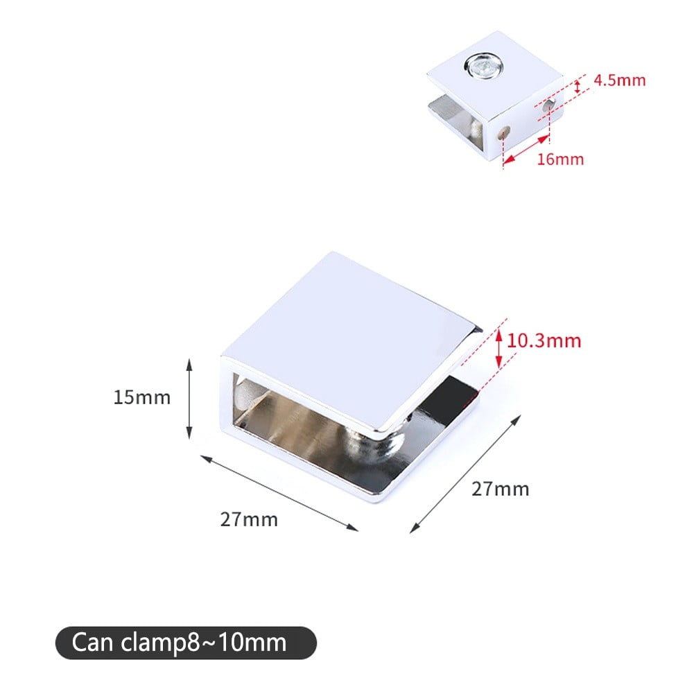4 x Zinc Alloy Adjustable Shelf Clamp Glass Shelf Support Plate Holder ...