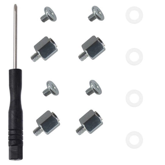 4 x standoffs 4 x screws 4 x gaskets 1 x screwdriver-Black & Silver ...