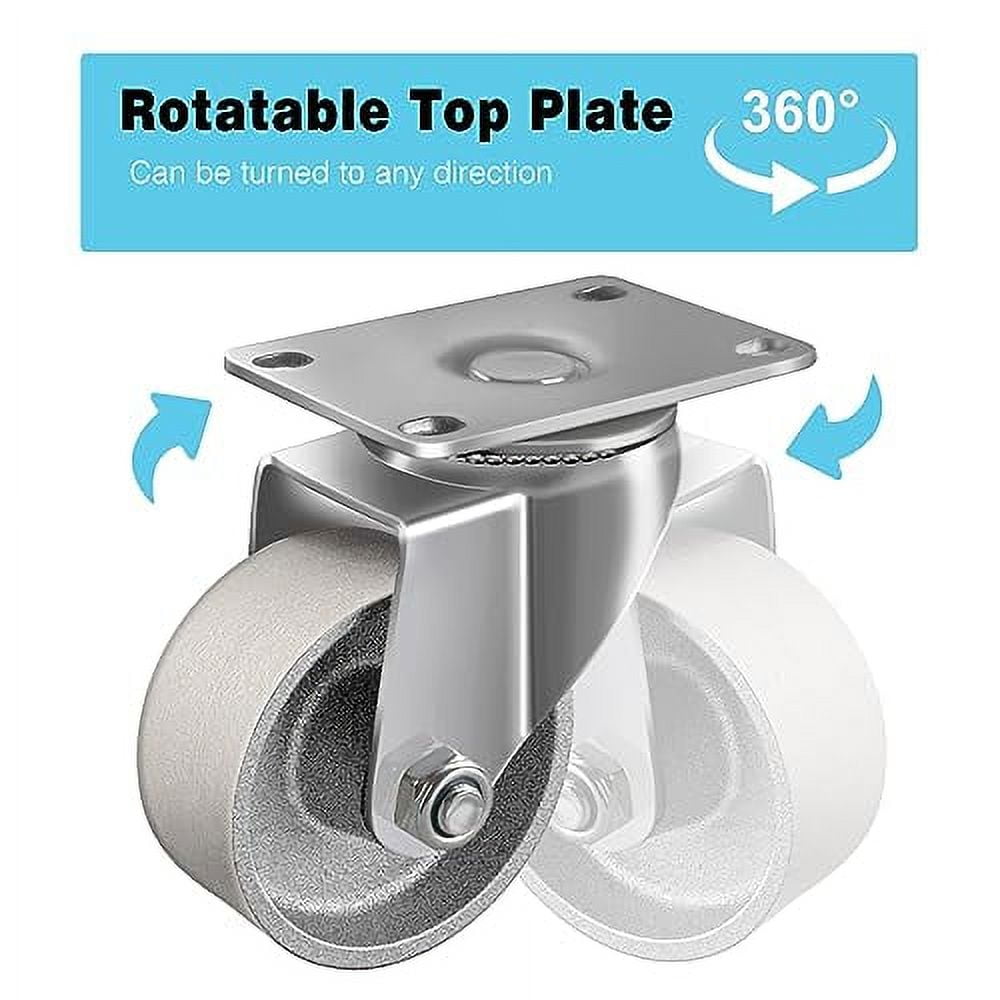 4"x1.25" Industrial Casters- Heavy Duty casters,Cast Iron Wheel,Steel ...