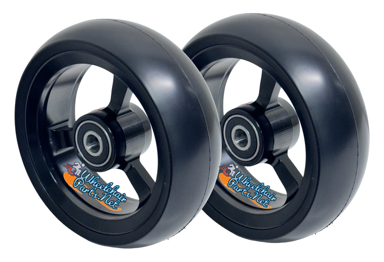 4"x1.40" Wheelchair Caster Wheel With Black Aluminum Rim, Soft Roll ...