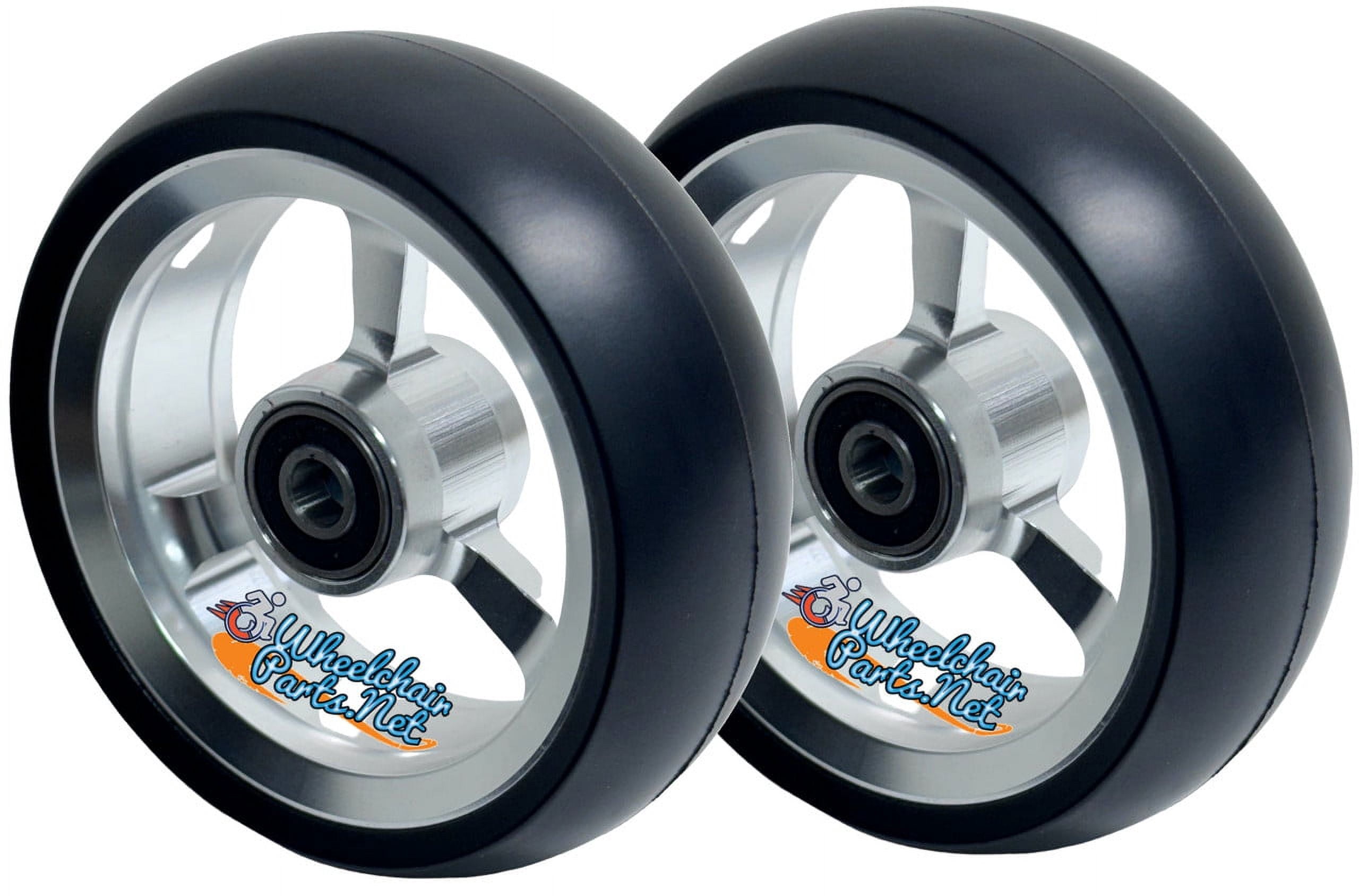 4"x1.40" Wheelchair Caster Wheel With Silver Aluminum Rim, Soft Roll ...