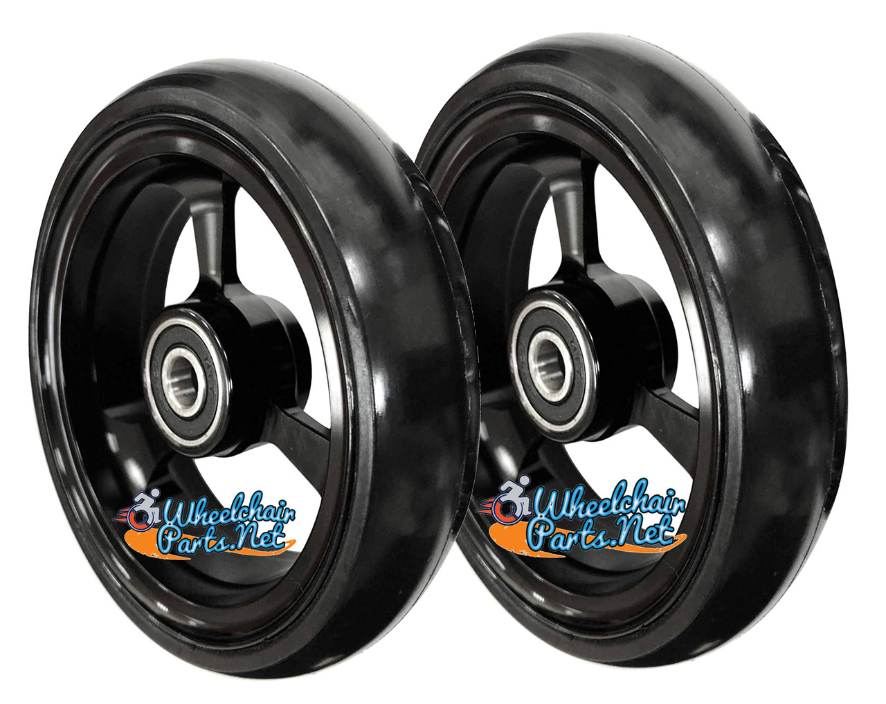4"x1" Wheelchair Caster Wheel With Black Aluminum Rim, Soft Roll Tire ...