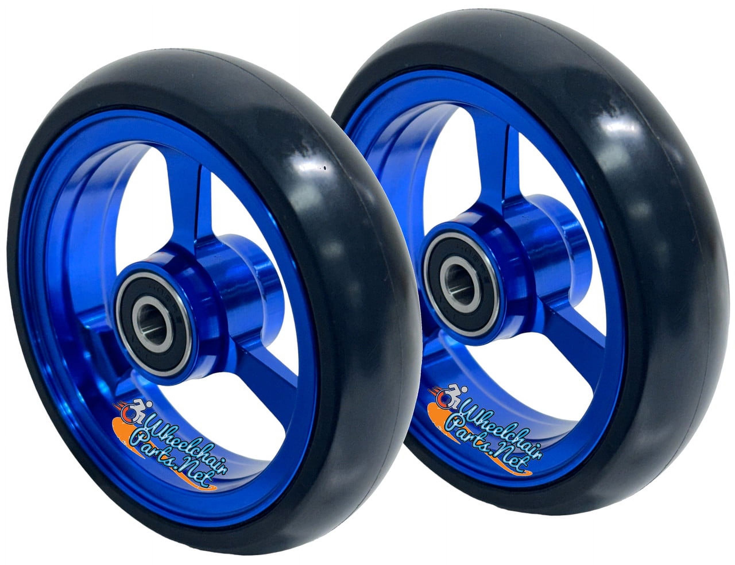 4"x1" Wheelchair Caster Wheel With Blue Aluminum Rim, Soft Roll Tire ...