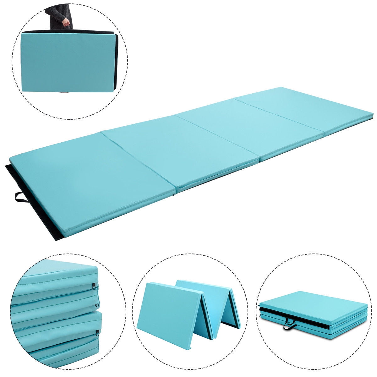 4'x10'x2'' Gymnastics Mat Thick Folding Panel Aerobics Gym Blue ...