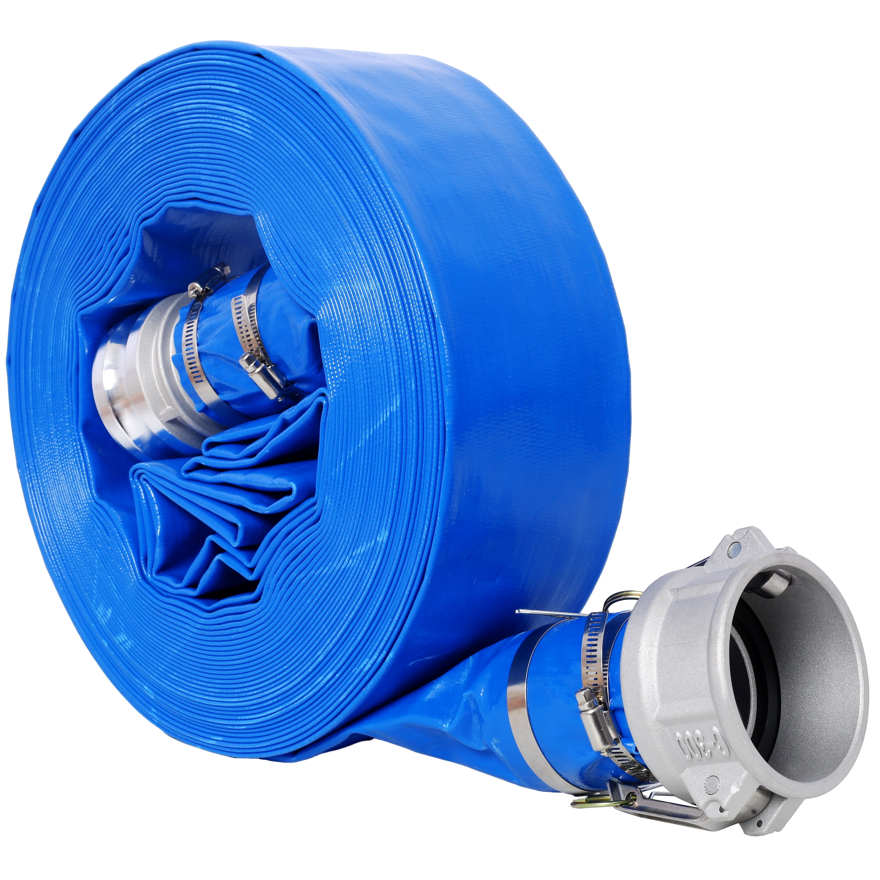 4"x100FT Pool Backwash Hose, Heavy Duty Reinforced Blue PVC Lay Flat ...
