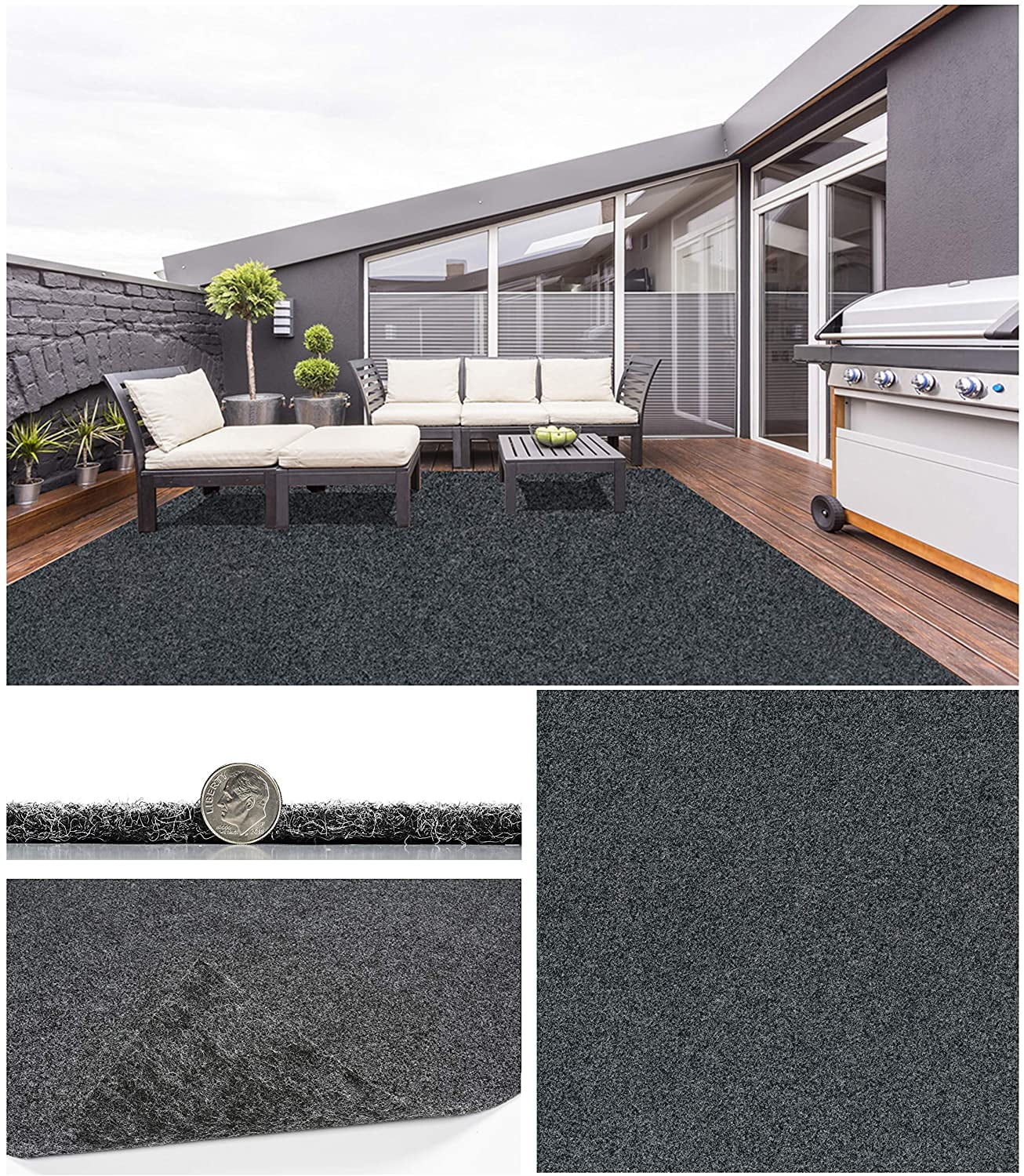 4'x12' Durable Grizzly Grass Indoor/Outdoor Turf Rugs / 100% Life, Wear ...