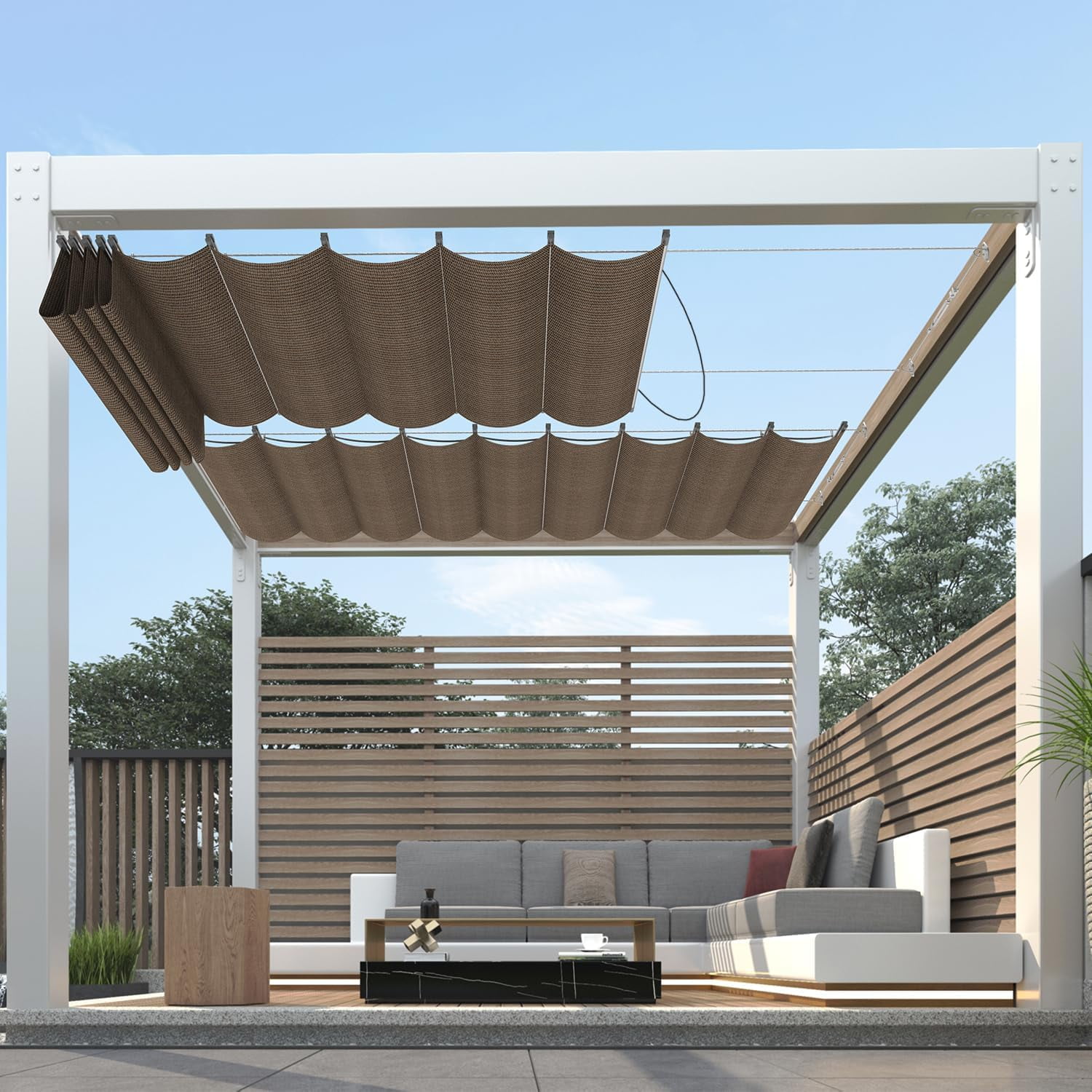 4'x12' Pergola Shade Cover Retractable Replacement Canopy Slide Shade ...