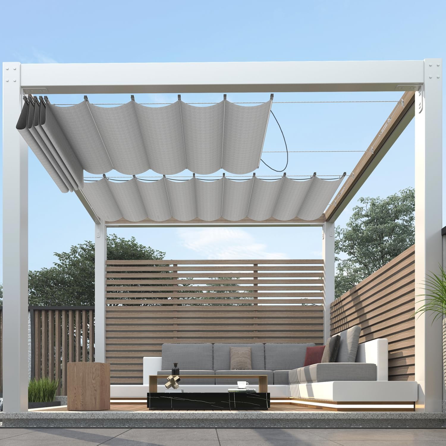 4'x12' Pergola Shade Cover Retractable Replacement Canopy Slide Shade ...