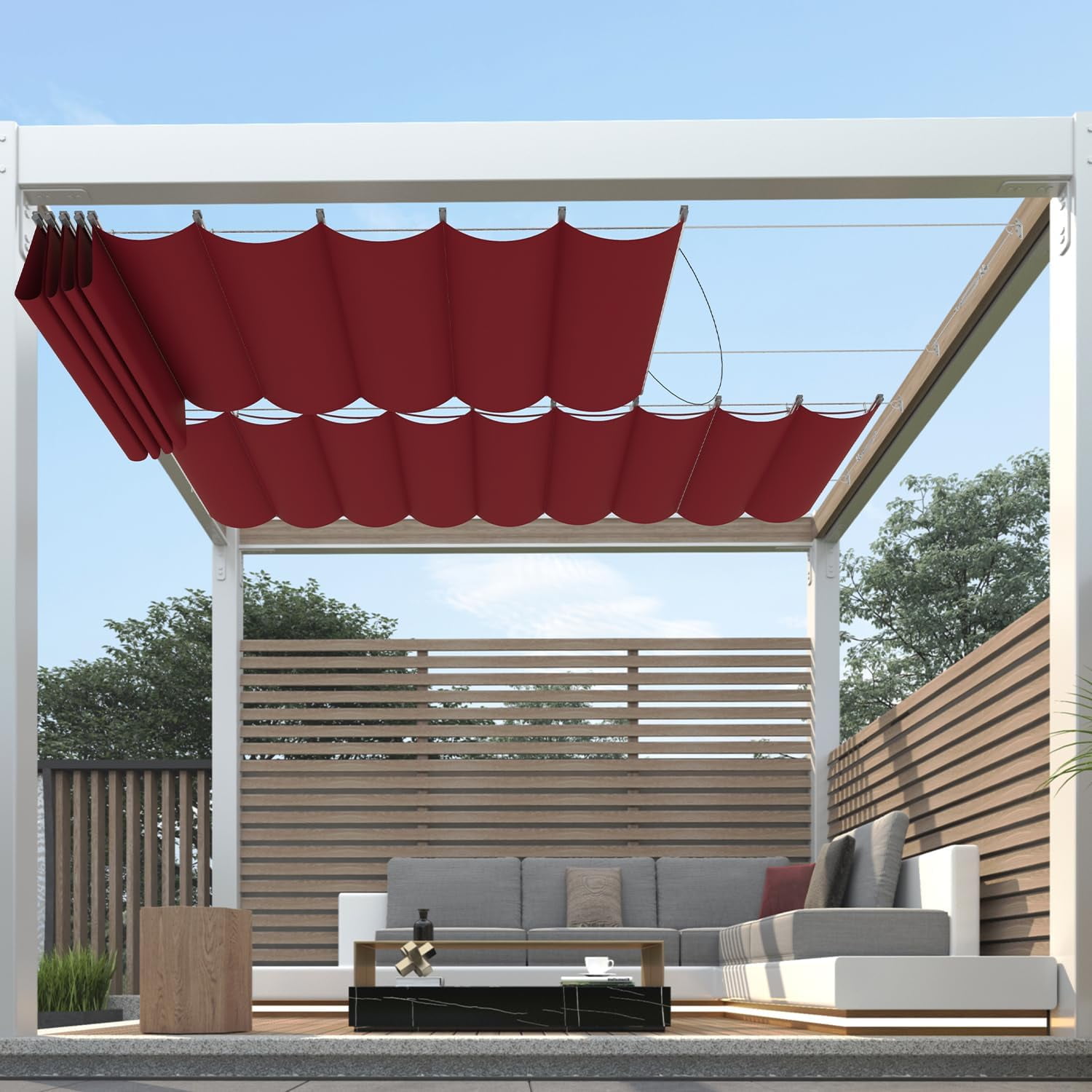 4'x12' Pergola Shade Cover Waterproof Retractable Pergola Replacement ...