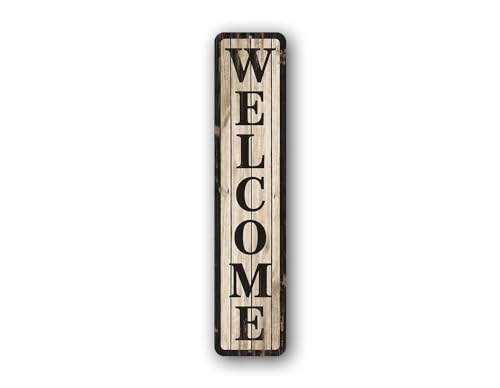4"x18" Vertical Wood Style Welcome Sign | Faux Wood Vintage Style ...
