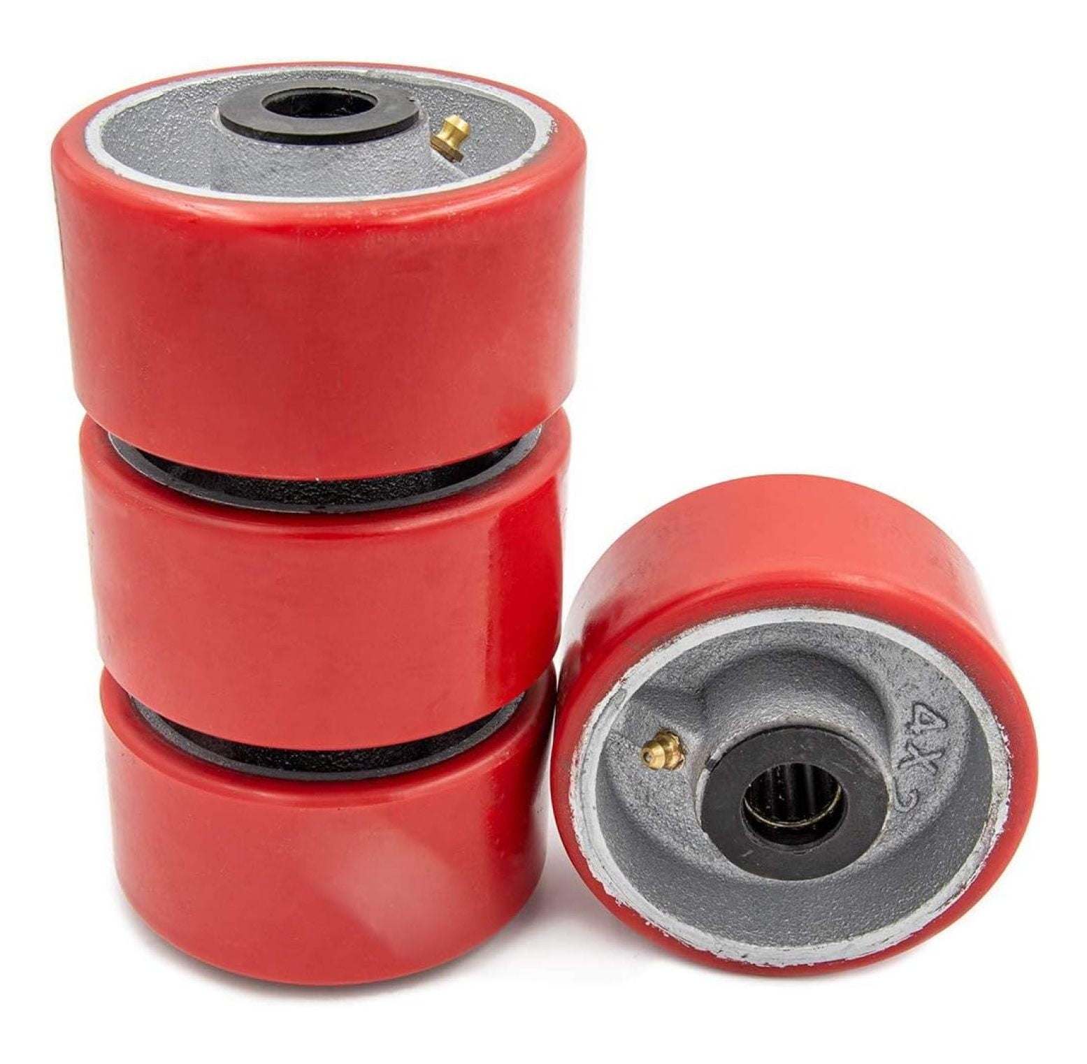 4"x2" Heavy Duty Polyurethane Caster Steel Hub Wheel Bearing & 1/2 ...