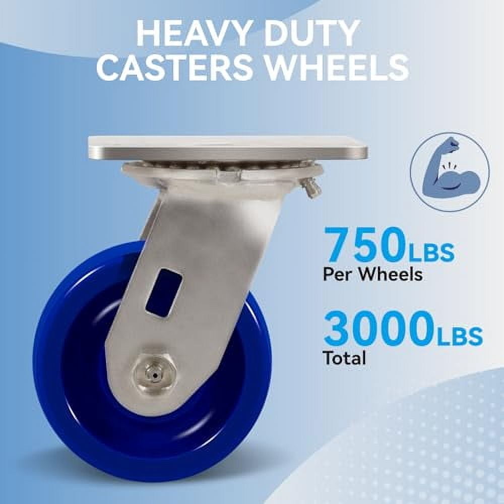 4"x2" Industrial Caster ，Heavy Duty Casters Set of 4, Solid ...