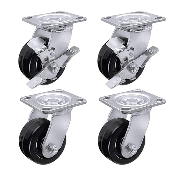 4"x2" Phenolic Wheel Top Plate Swivel Caster with Bearing Side Lock ...